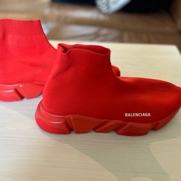 Balenciaga | Shoes | Red Balenciaga Speed Sneakers | Poshmark